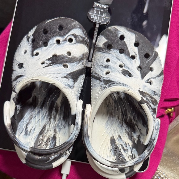 CROCS | Shoes | Crocs Kids Marble Black And White Sandals | Poshmark